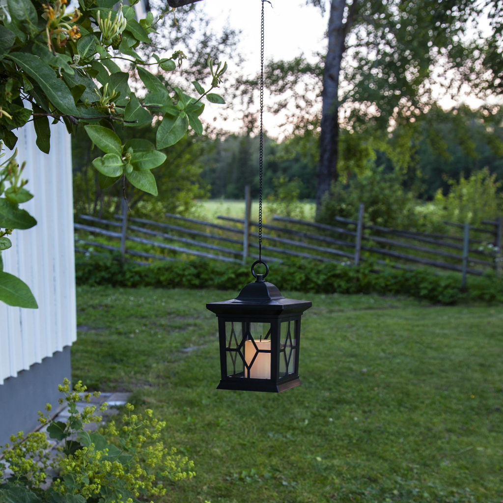 Svart lykta solcell LED - Prylgrossen