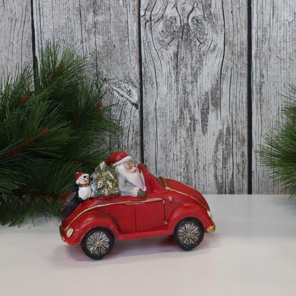 Tomte i bil 15cm - Prylgrossen